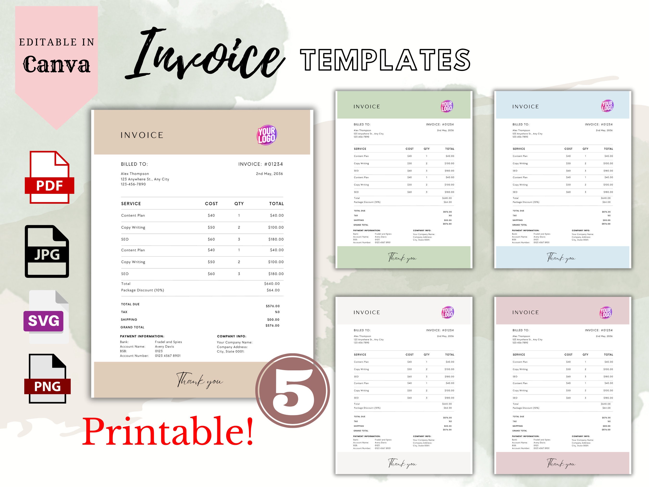 Invoice Template Editable, Simple Invoice Template, Modern Invoice ...