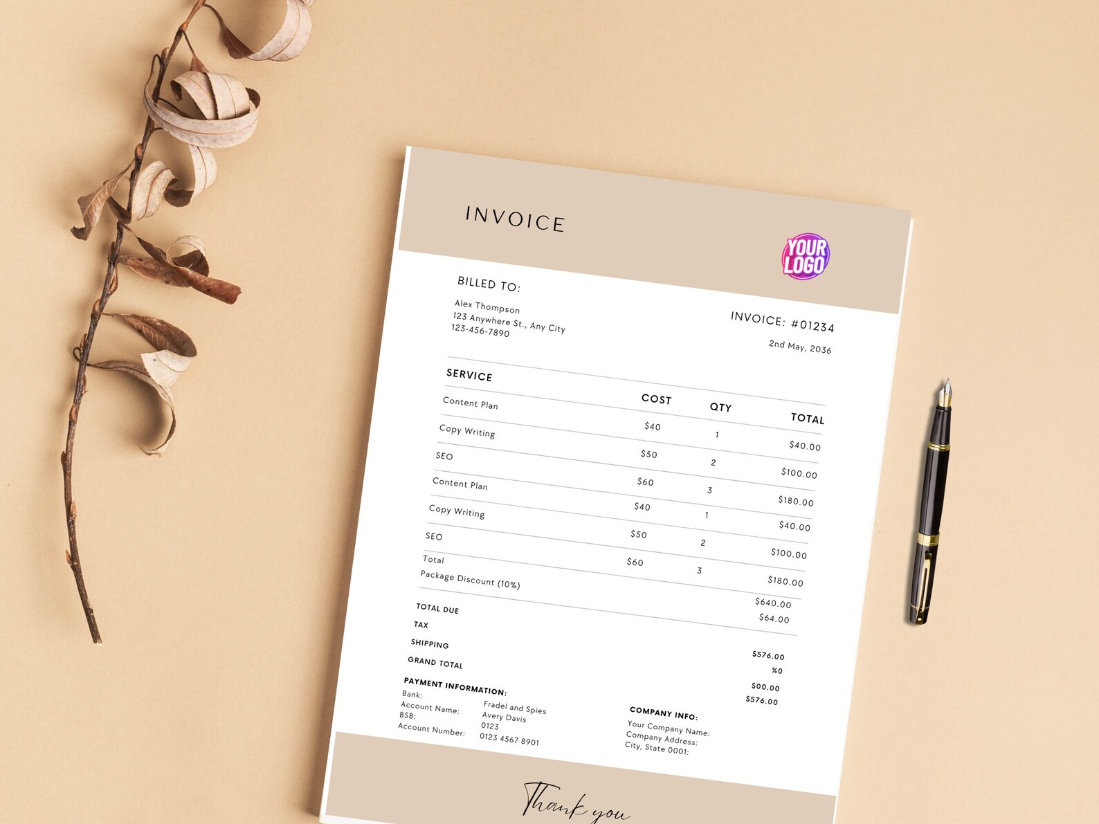 Invoice Template Editable, Simple Invoice Template, Modern Invoice ...