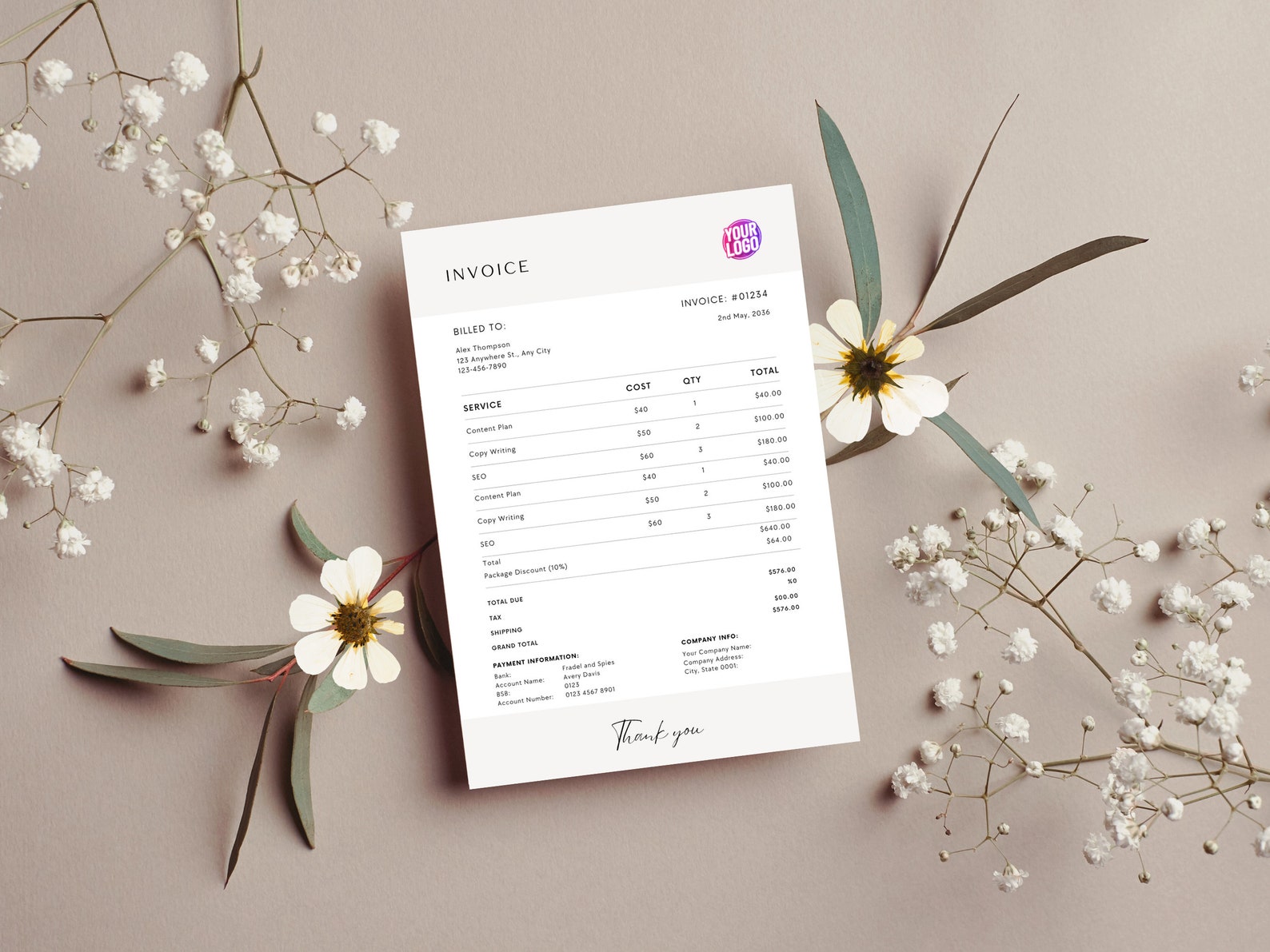 Invoice Template Editable, Simple Invoice Template, Modern Invoice ...