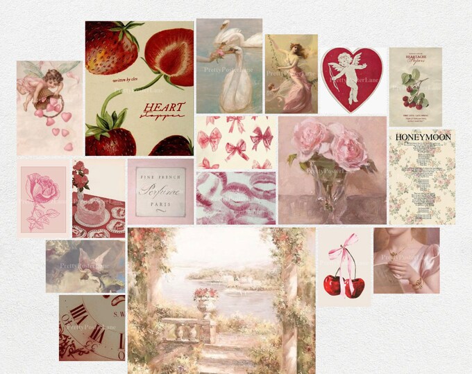 Aesthetic Coquette Collage Collage Kit | Aesthetic Poster Set | Pastel ...