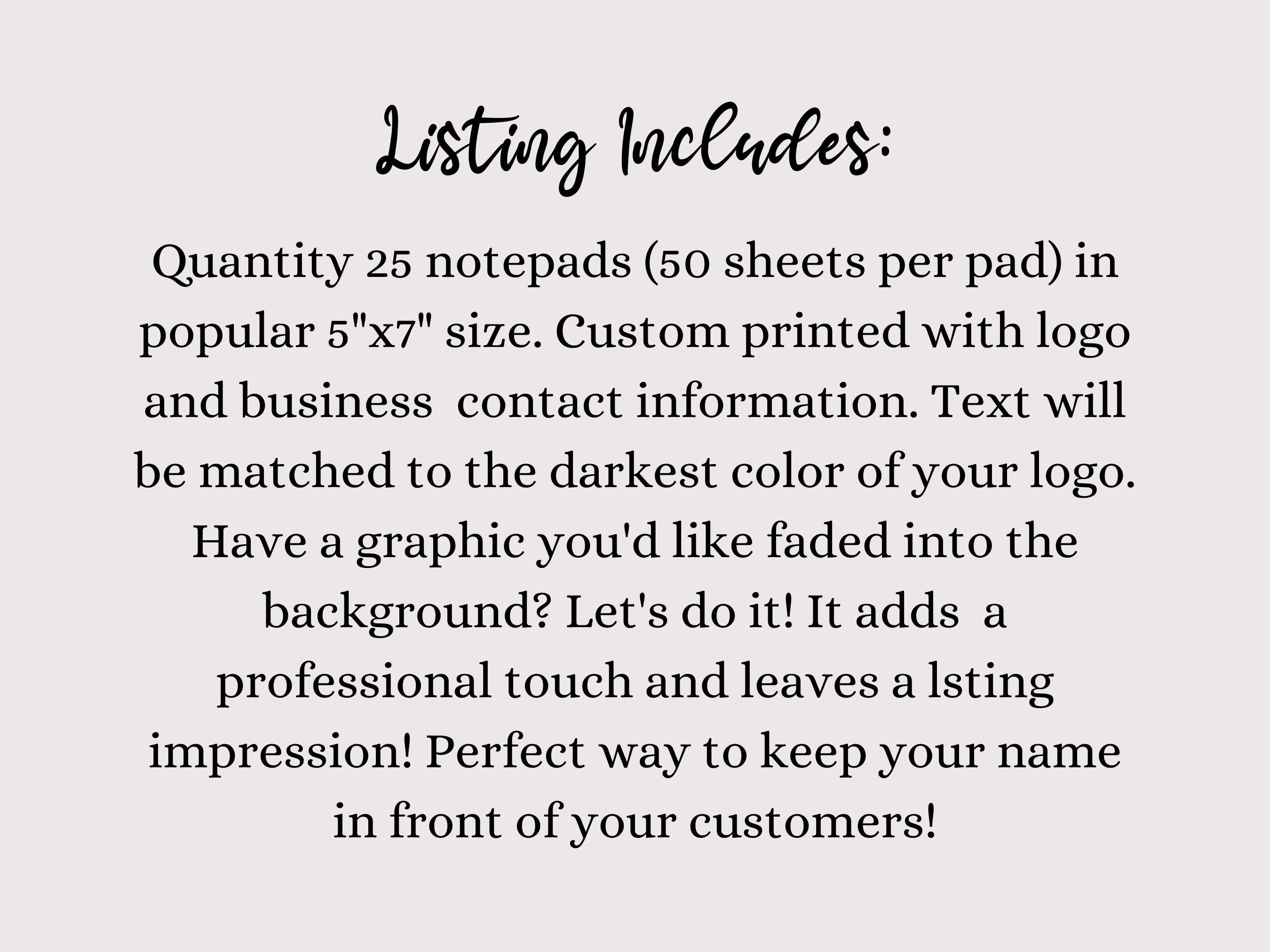 Bulk Notepads Business 5x7 or Custom Professional Personalized ...