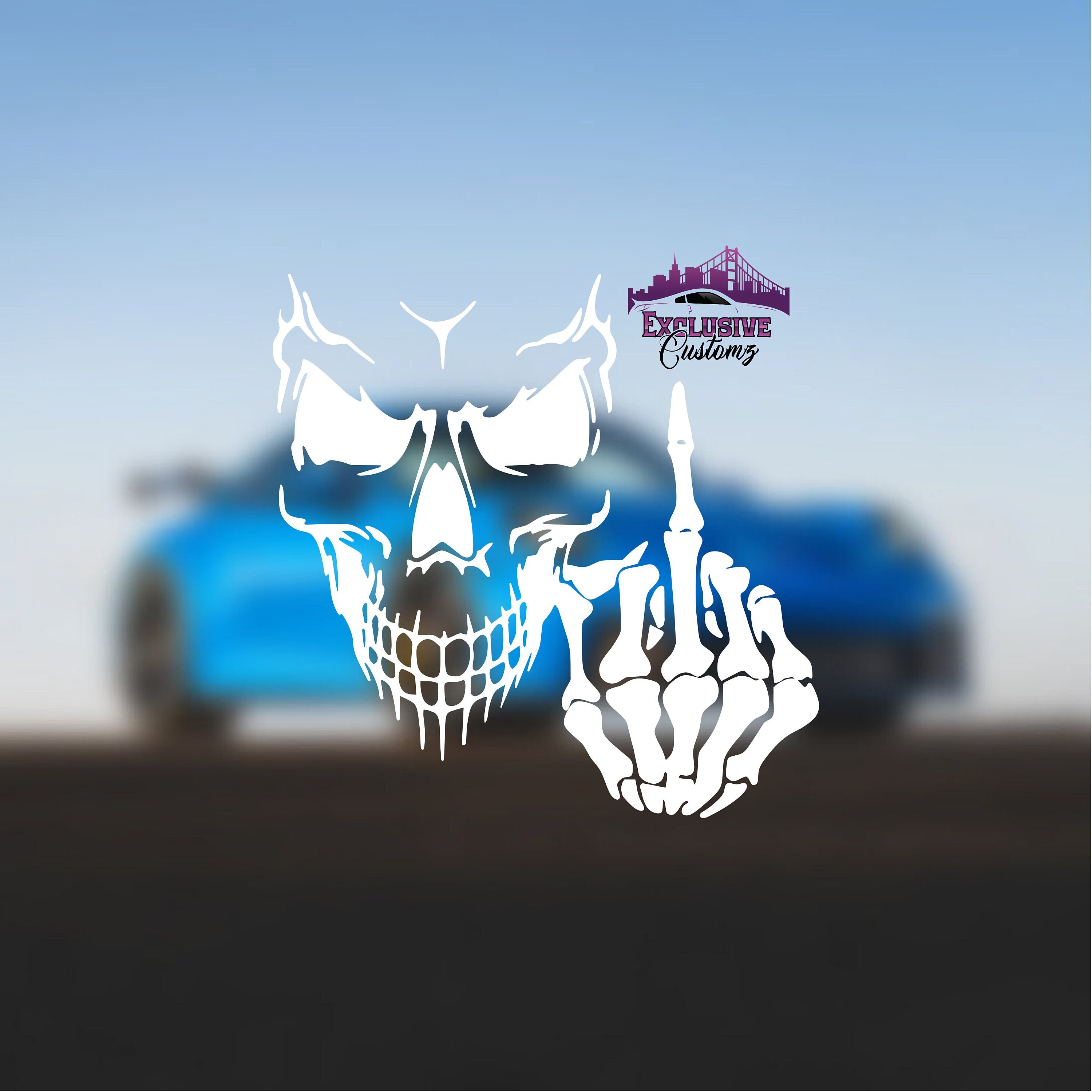 Skull Middle Finger Decal - Etsy