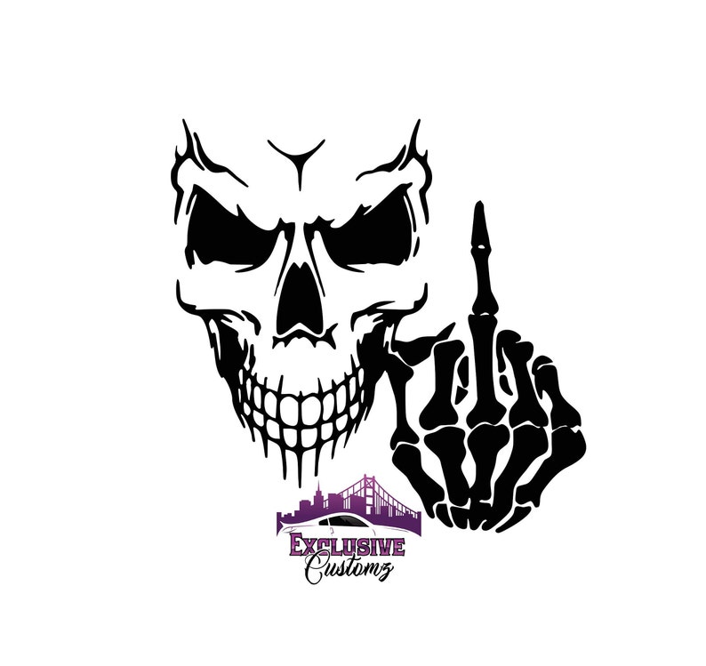 Skull Middle Finger Decal - Etsy