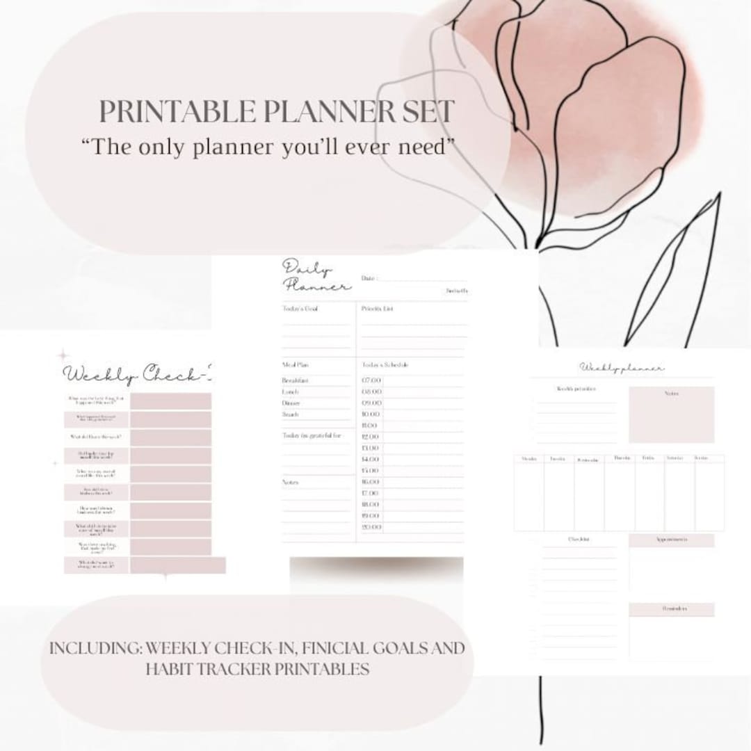 Printable Planner Set, Daily Planner, Weekly Planner, Printout, Weekly ...
