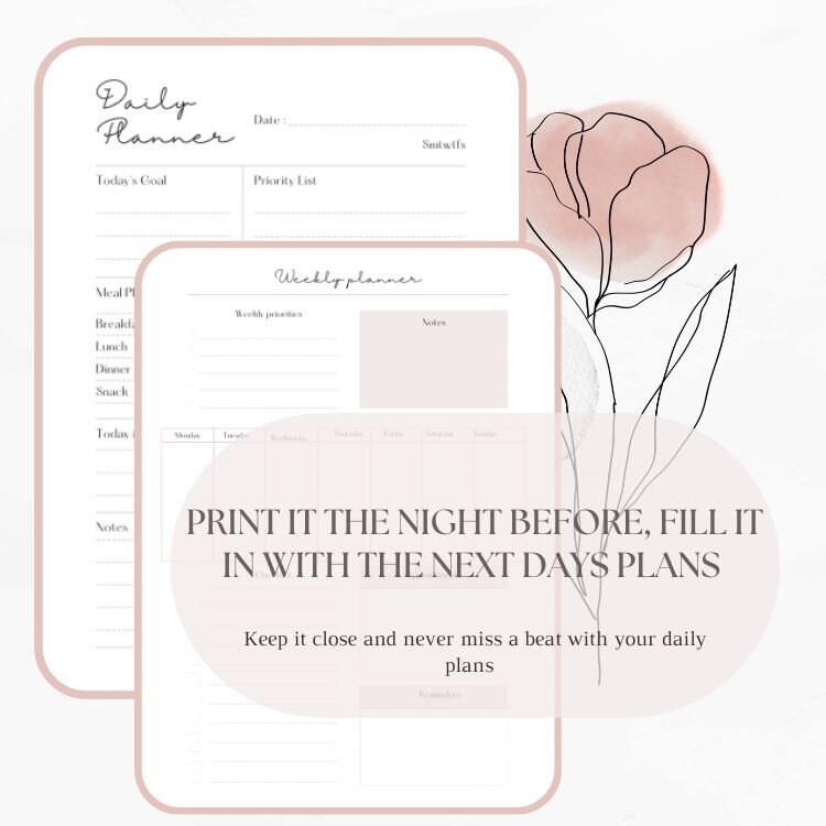 Printable Planner Set, Daily Planner, Weekly Planner, Printout, Weekly ...