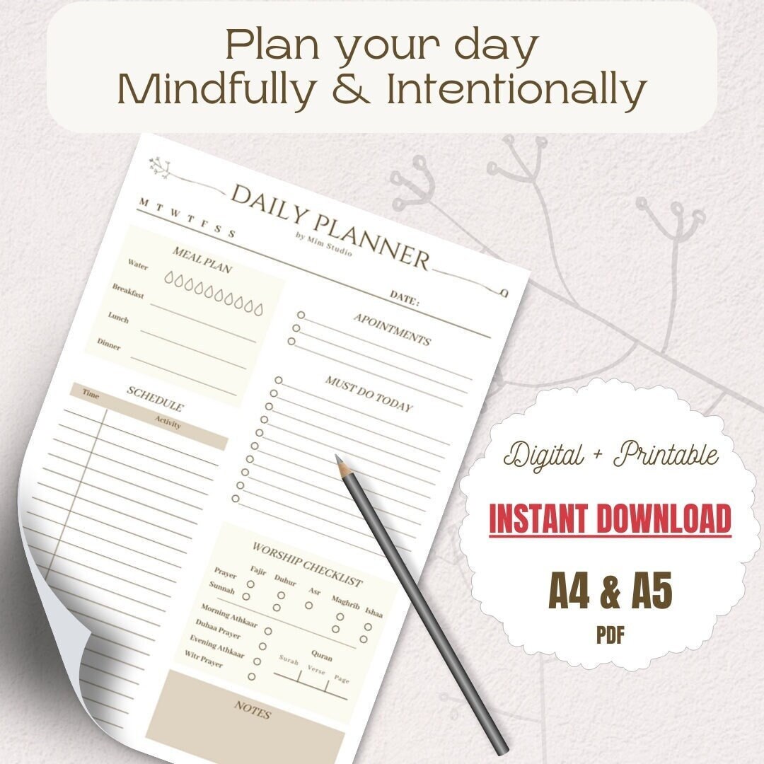 Digital Islamic Daily Planner Printable Muslim Daily Planner - Etsy