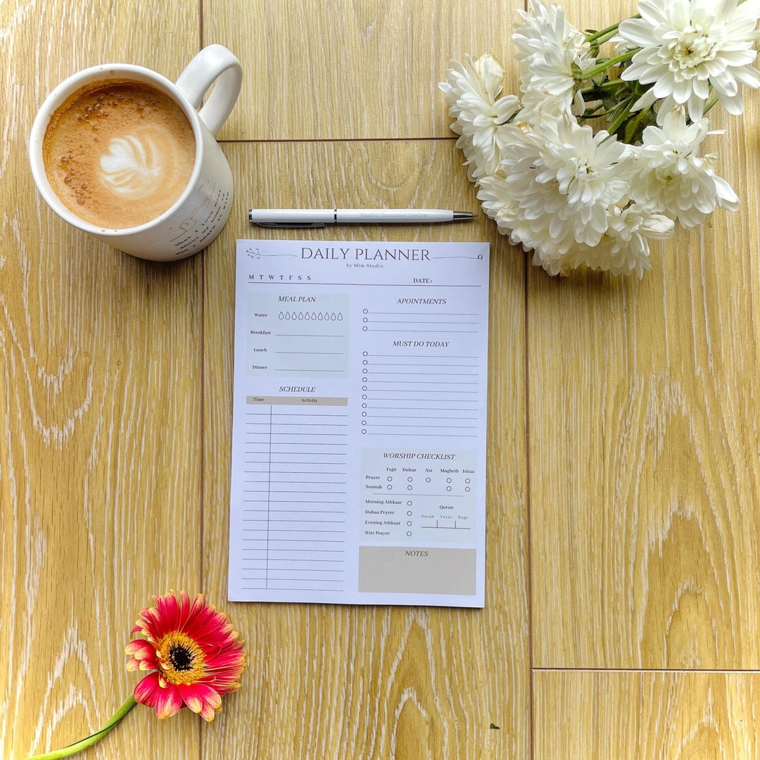 Islamic Daily Planner Notepad With Prayer Tracker | Islamic Gift ...
