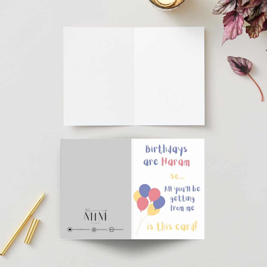 Islamic Birthday Gift Card Funny Happy Birthday Greeting Card Haram ...