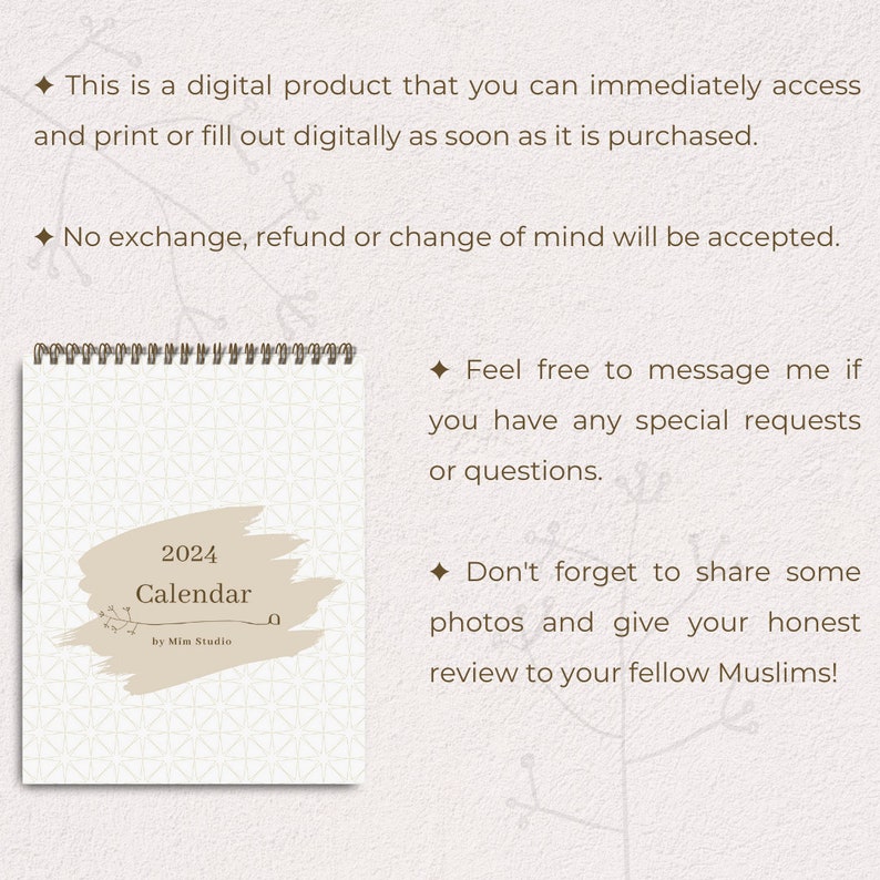 Digital Printable 2024 Yearly Calendar Digital Monthly Planner Digital ...