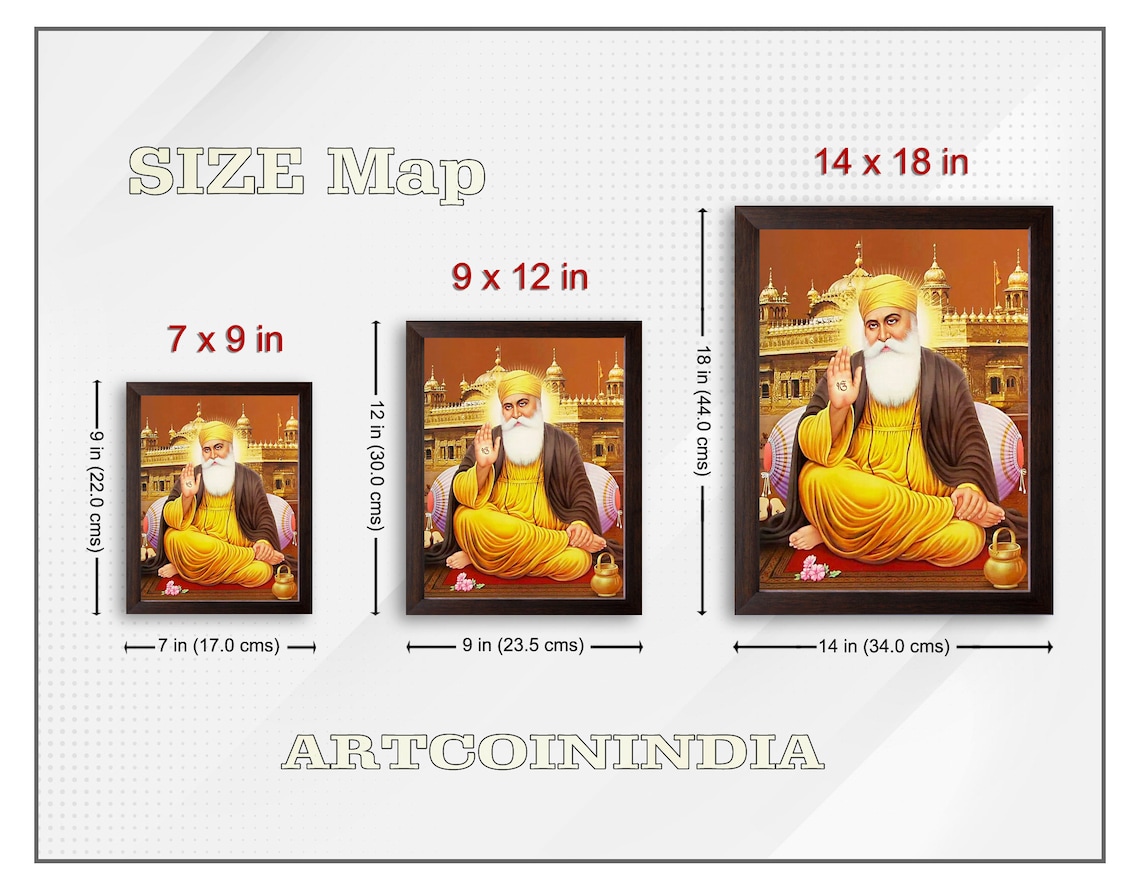 Guru Nanak Dev Ji and Golden Temple HD Printed Picture With Brown Frame ...