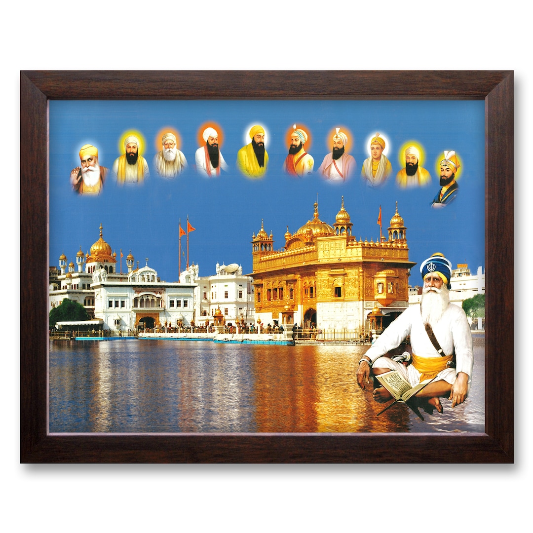 Baba Deep Singh Ji With All Ten Sikh Gurus and Golden Temple in ...