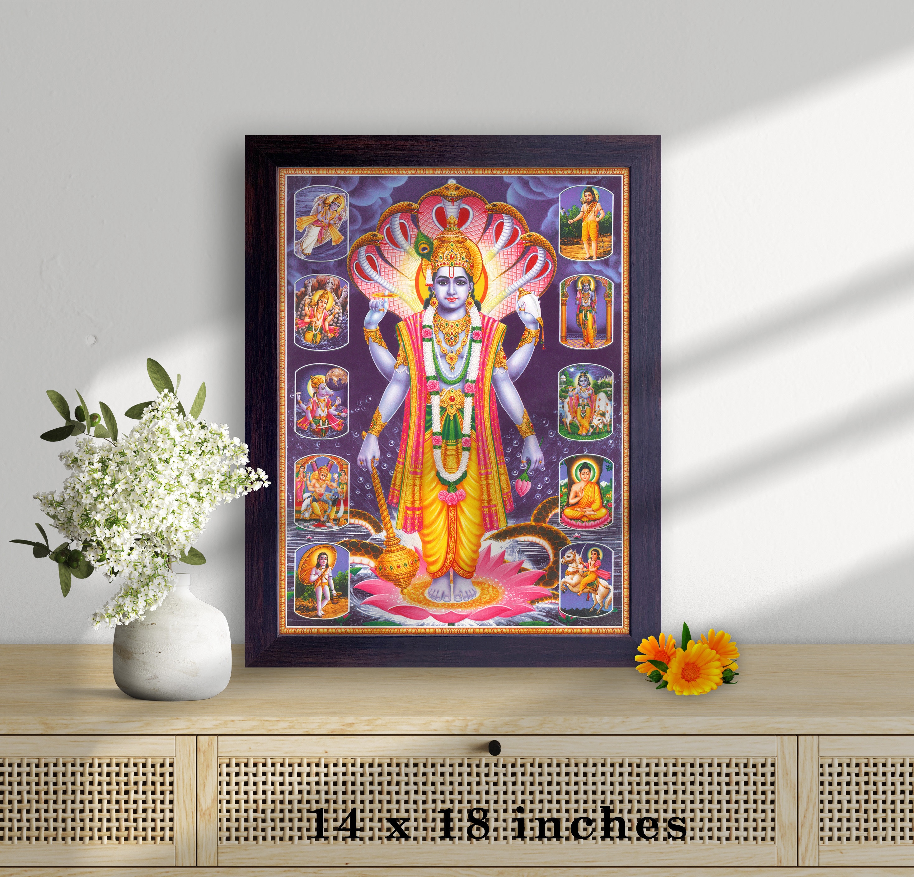 Lord Vishnu With Sheshanaag and Various God, Religious & Decor Picture ...