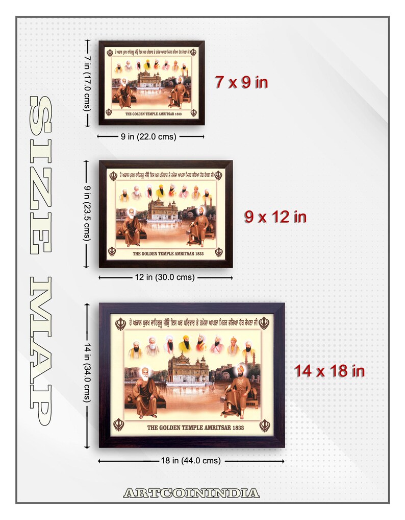 Ten Sikh Gurus and Golden Temple HD Print - Religious Wall Decor With ...