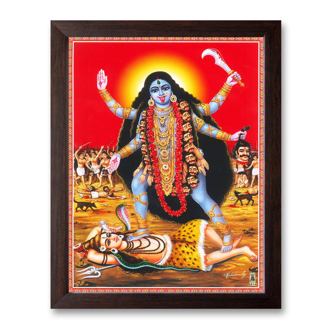 Goddess Maha Kali, HD Printed Wall Picture Painting With Frame for Home ...