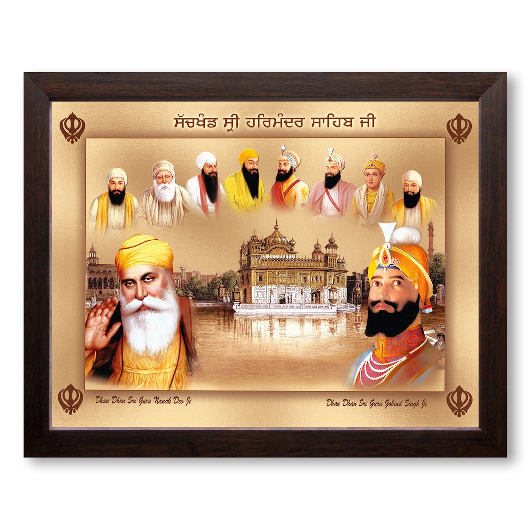 All Ten Sikh Gurus and Golden Temple HD Printed Religious & Wall Decor ...