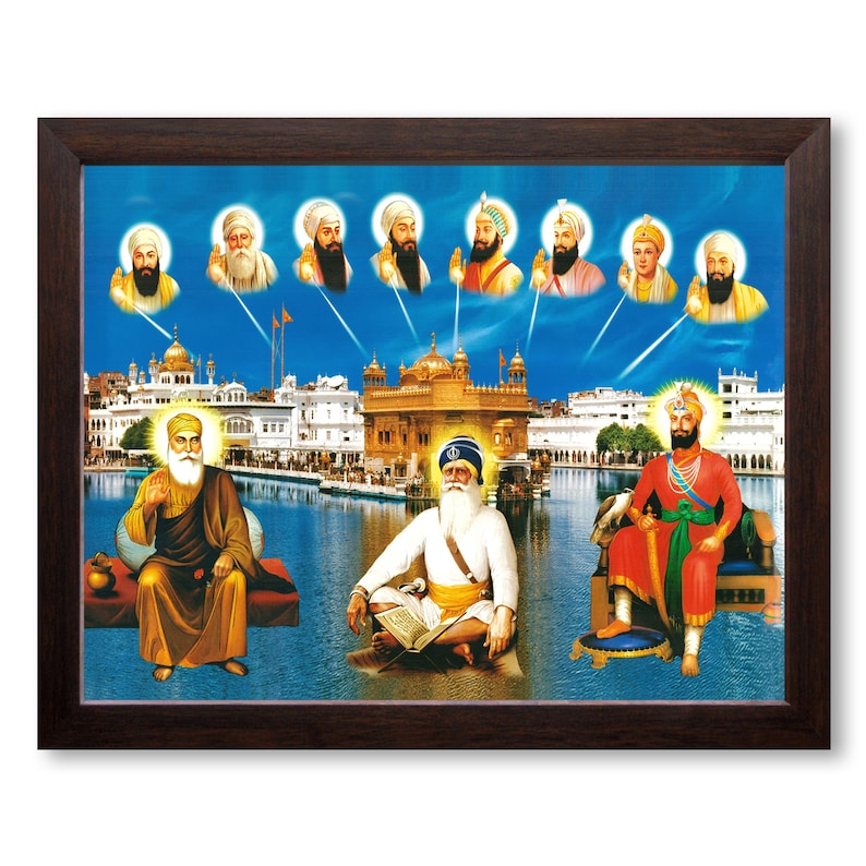 Sikh Gurus & Golden Temple Painting: HD Religious Art With Frame - Etsy