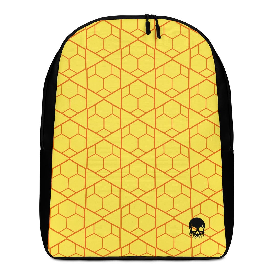 Yellow Backpack With Honeycomb Pattern, Geometric Rucksack, Vibrant ...