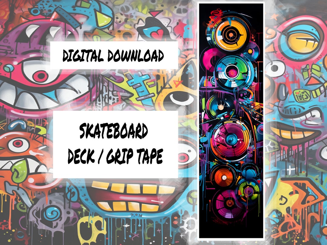 Vinyl Records Skateboard Deck or Grip Tape Design - DIGITAL DOWNLOAD ...