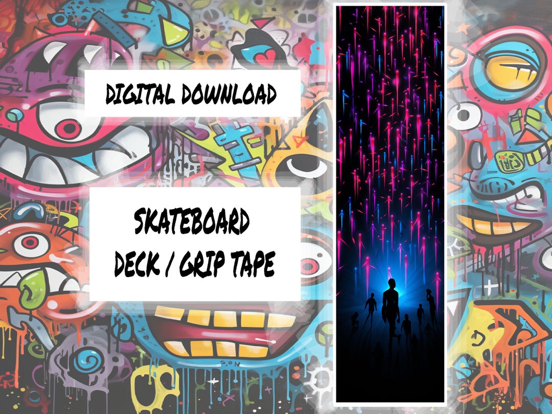 Neon Sky Stars Skateboard Deck or Grip Tape Design - DIGITAL DOWNLOAD ...