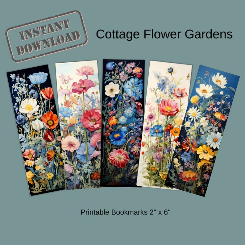 20 Cottage Flower Garden Printable Bookmarks | Digital Download ...