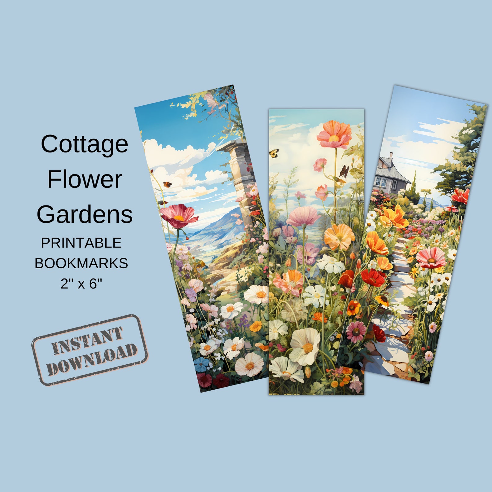 20 Cottage Flower Garden Printable Bookmarks | Digital Download ...
