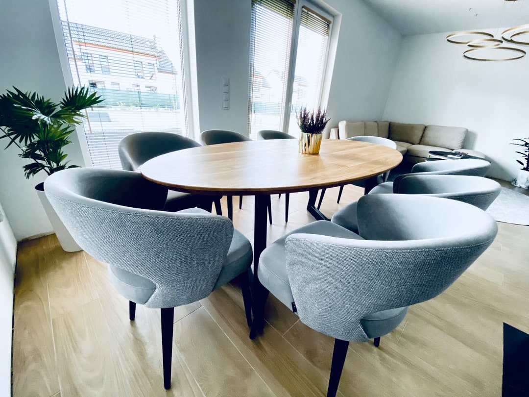 Oval Shaped Solid Oak Dining Table Made-to-measure - Etsy