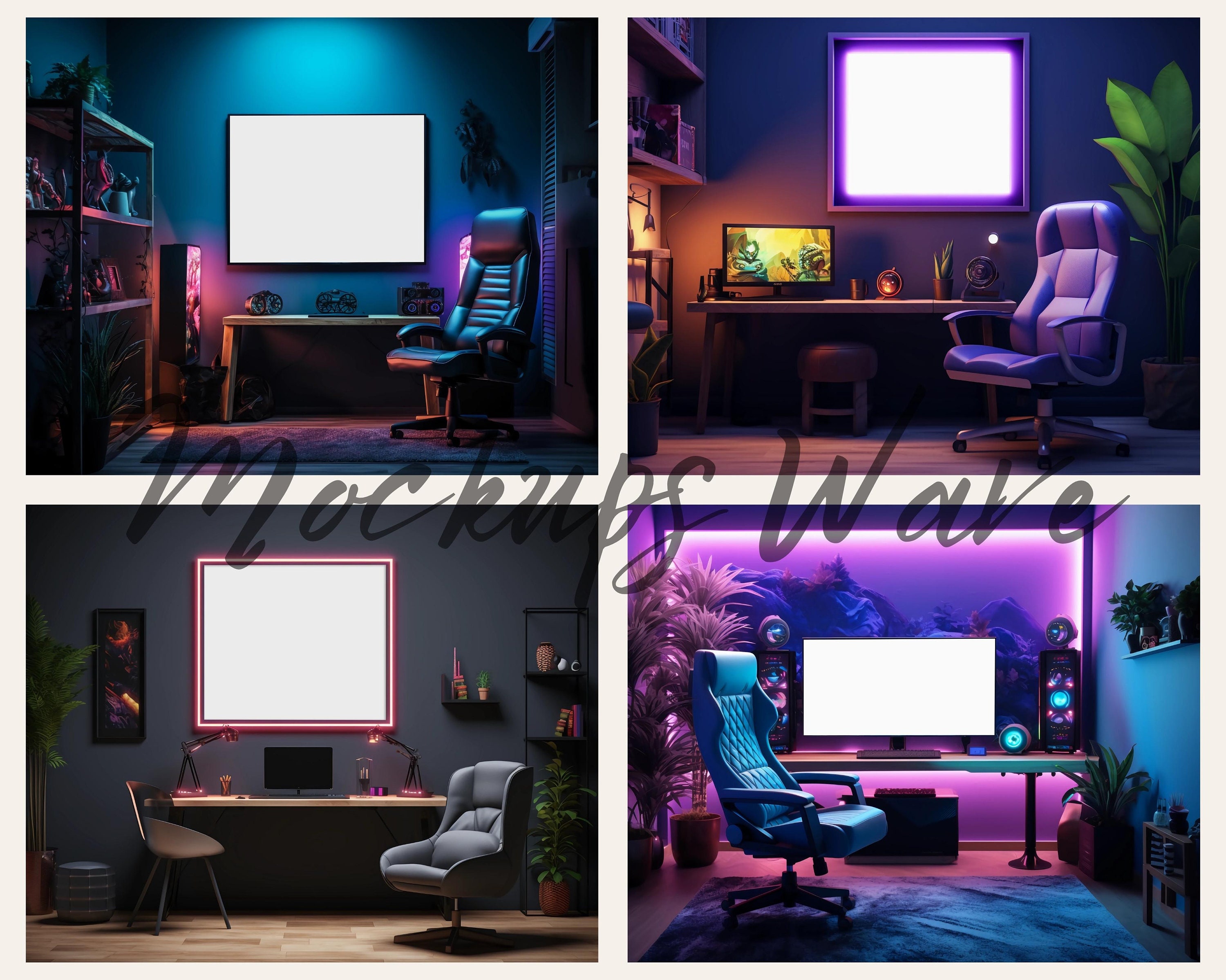 10 Gamer Room Frame Mockup Bundle, Gamer Room Mockup Bundle, Frame ...