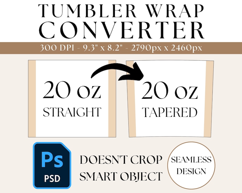 20oz Tapered Tumbler Wrap PSD, Tumbler Wrap Template, Tumbler Wrap ...