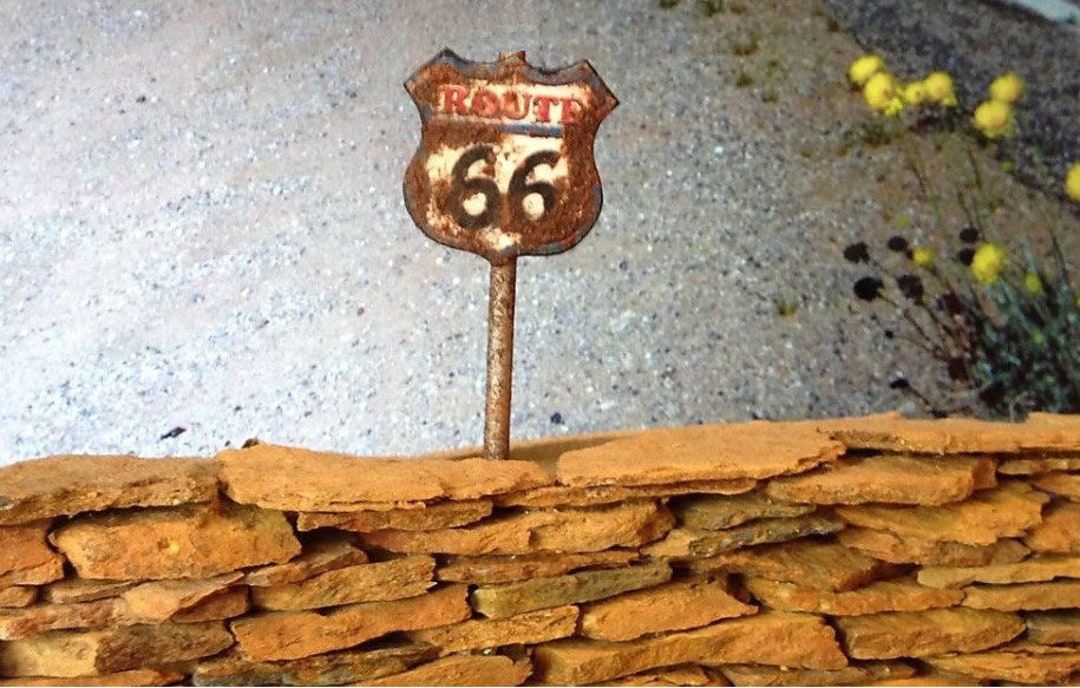 Rusty Realistic Route 66 Sign - Choose Scale: 1/18, 1/32, 1/43 or 1/64 ...