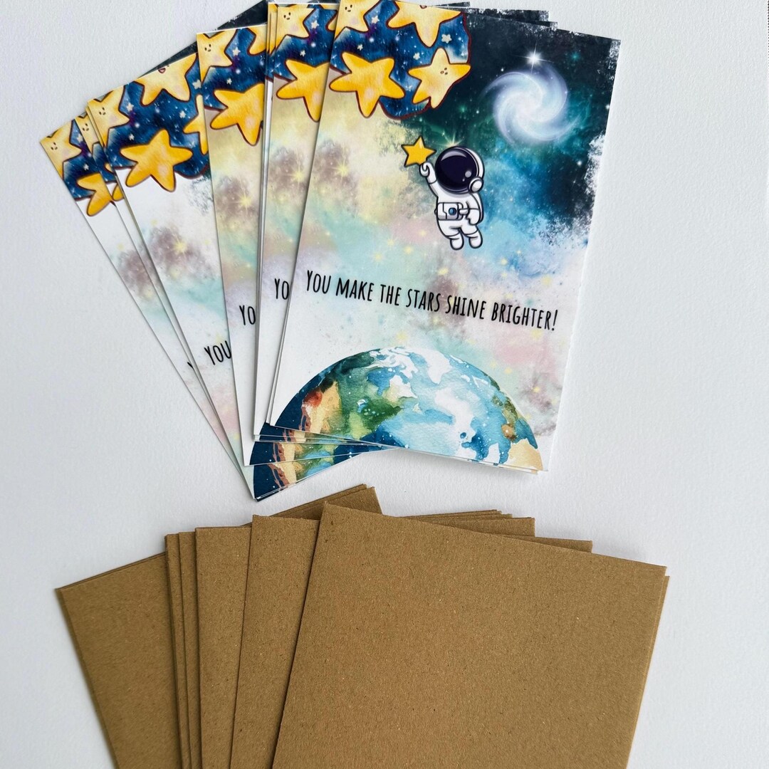 Space-themed Mini Valentine’s Day Cards – Astronaut and Stars Design ...