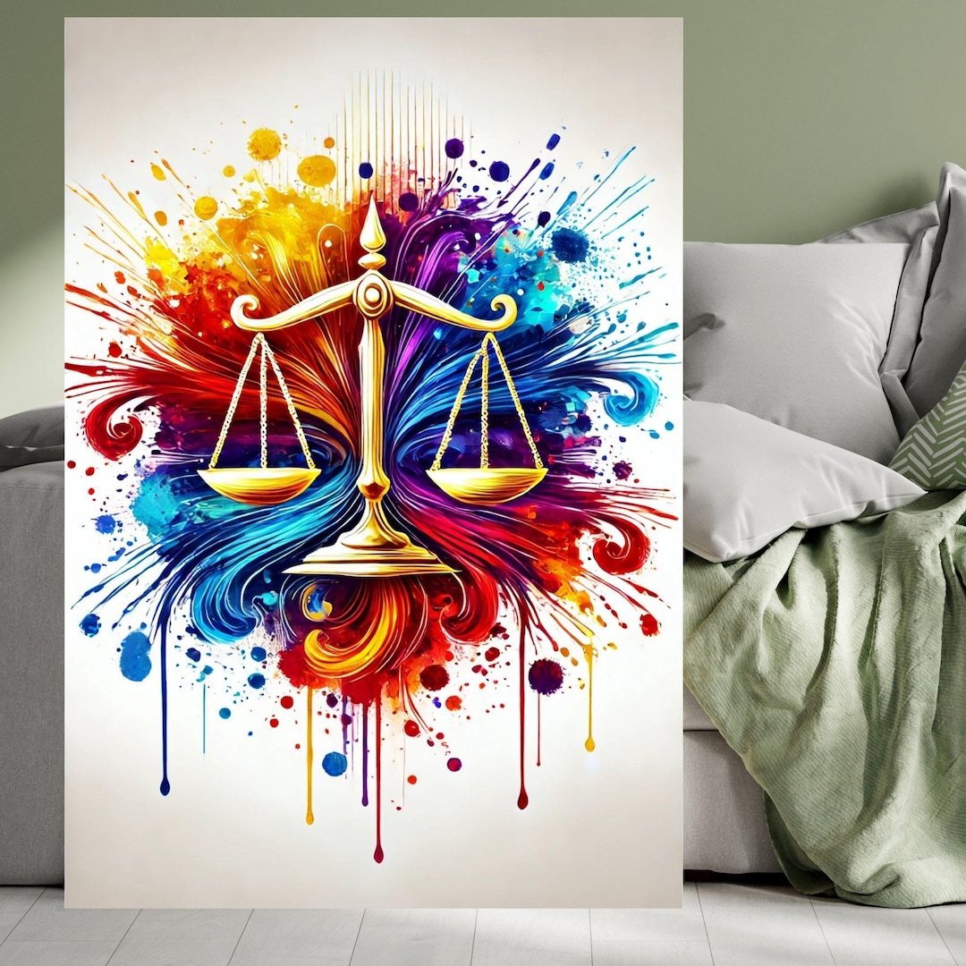 Vibrant Scales of Justice Canvas Art Abstract Watercolor Design ...