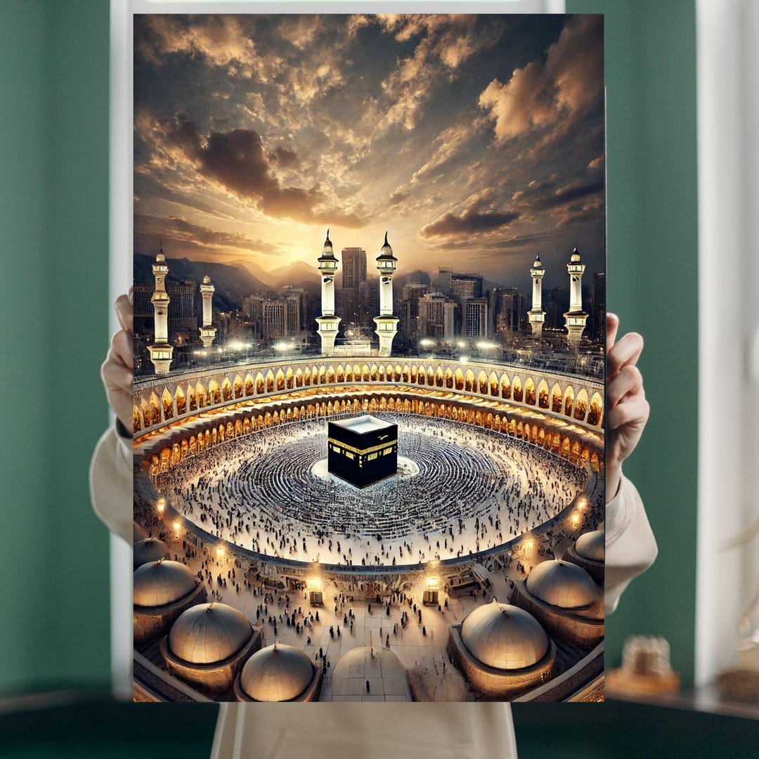 Majestic Mecca Wall Art Masjid Al-haram and Kaaba Illustration, Islamic ...