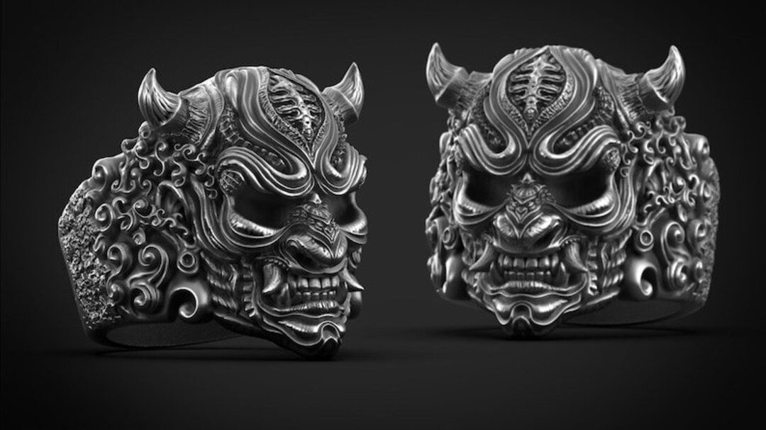 Oni Mask Hannya Ring Oni Mask Ring Men's Ring Wedding Ring - Etsy