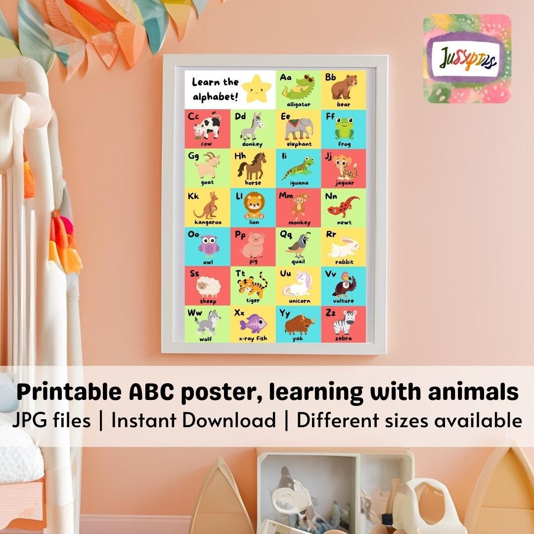 Rainbow Alphabet Printable, ABC Poster Design, Educational Wall Art ...