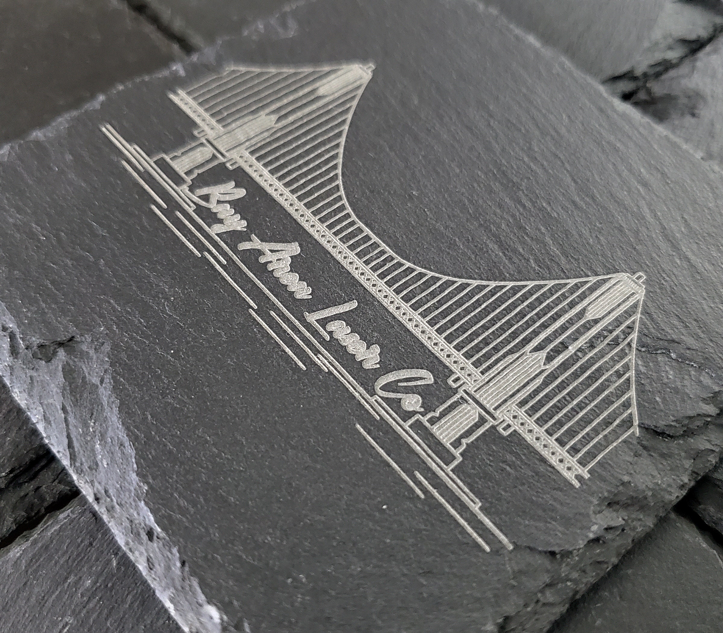Custom Logo Engraving Laser Engraved Round or Square Slate - Etsy