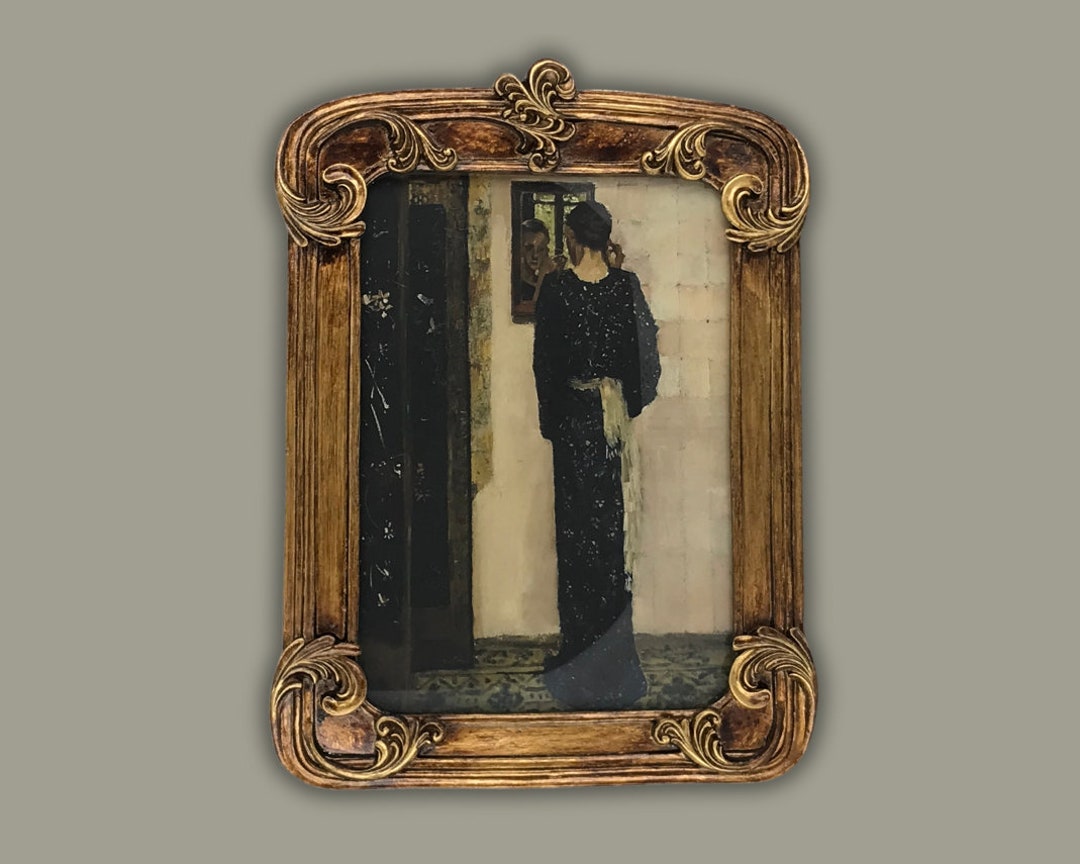 Lady in Mirror, Oil Painting Style, Fine Art Print on Cotton Canvas ...