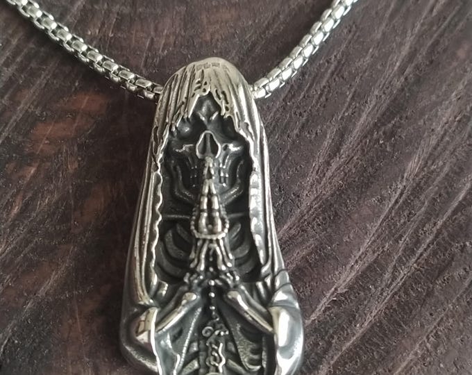 Santa Muerte Necklace / Santa Muerte Pendant / Skeleton Necklace ...
