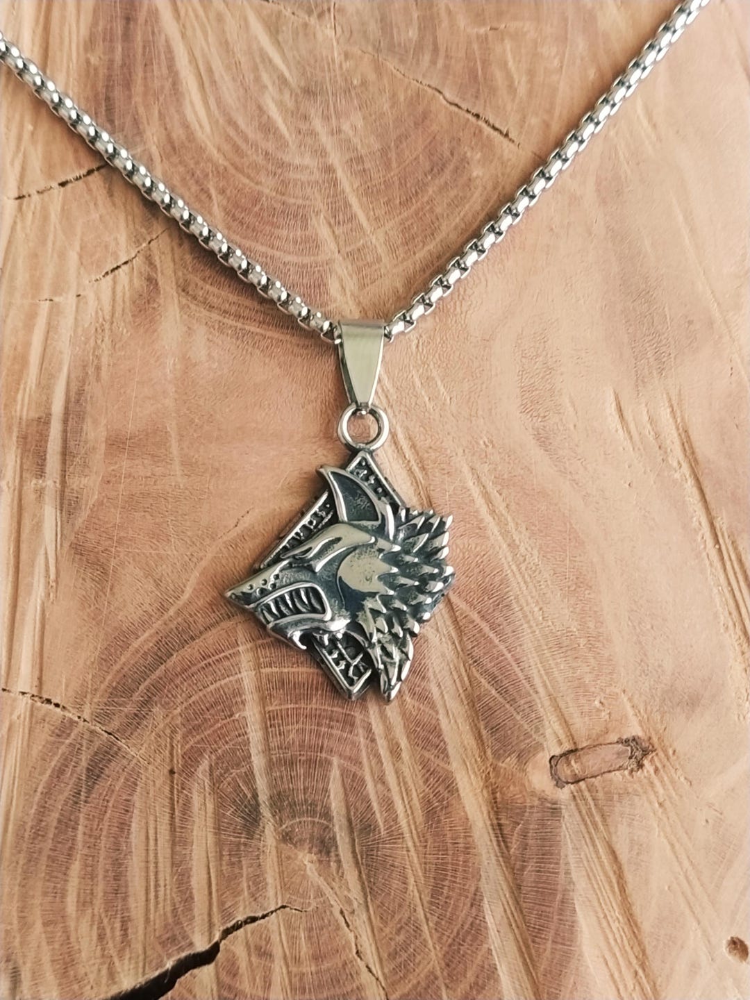Witcher Necklace With Wolf / Talisman Wolf Necklace /steel / Wolf Lover ...