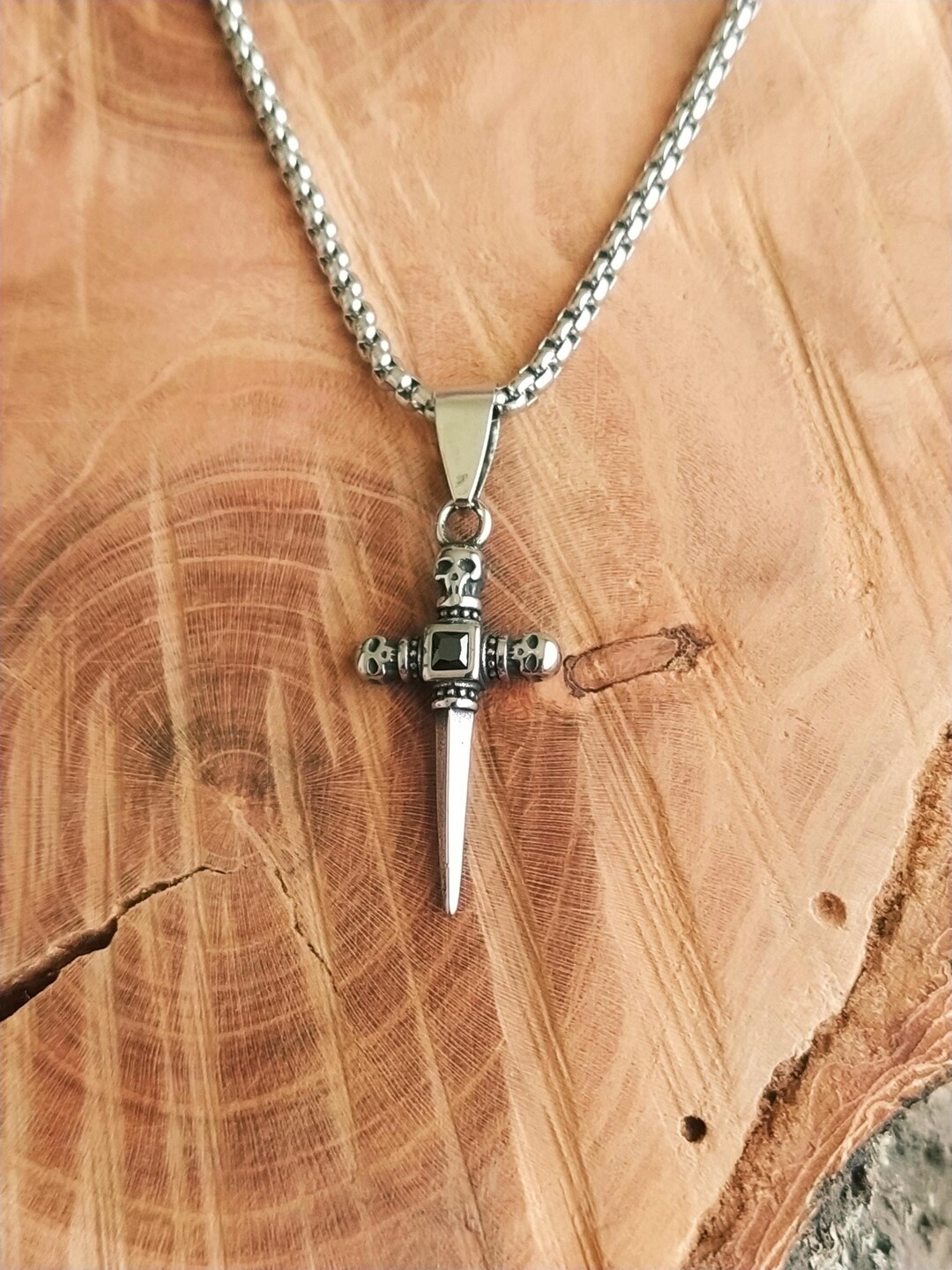 Blade Necklace Steel / Sword Pendant / Sword Dagger Castiel / Sword ...