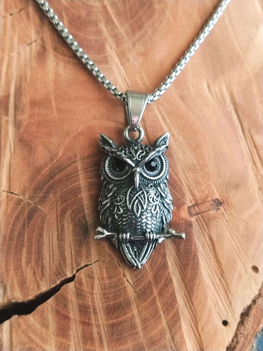 Steel Owl Necklace / Cute Modern Design / Owl Jewelry / Owl Pendant ...