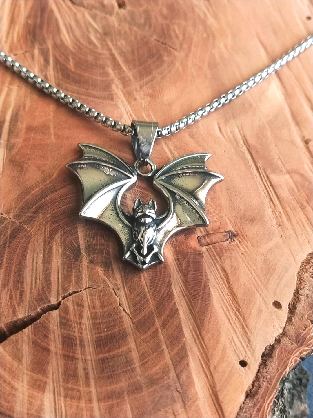 Bat Necklace / Steel / Gothic Bat Necklace / Dainty Bat Necklace ...