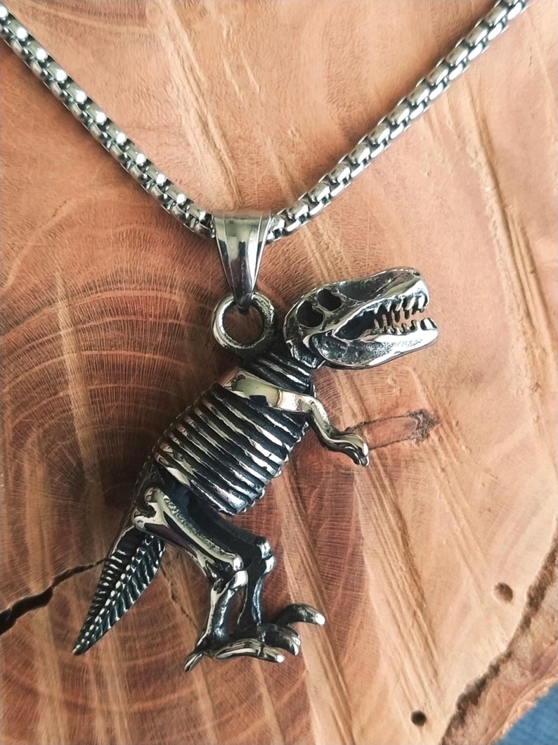 T Rex Necklace / Steel / Tyrannosaurus Rex Necklace / Dinosaur Necklace ...