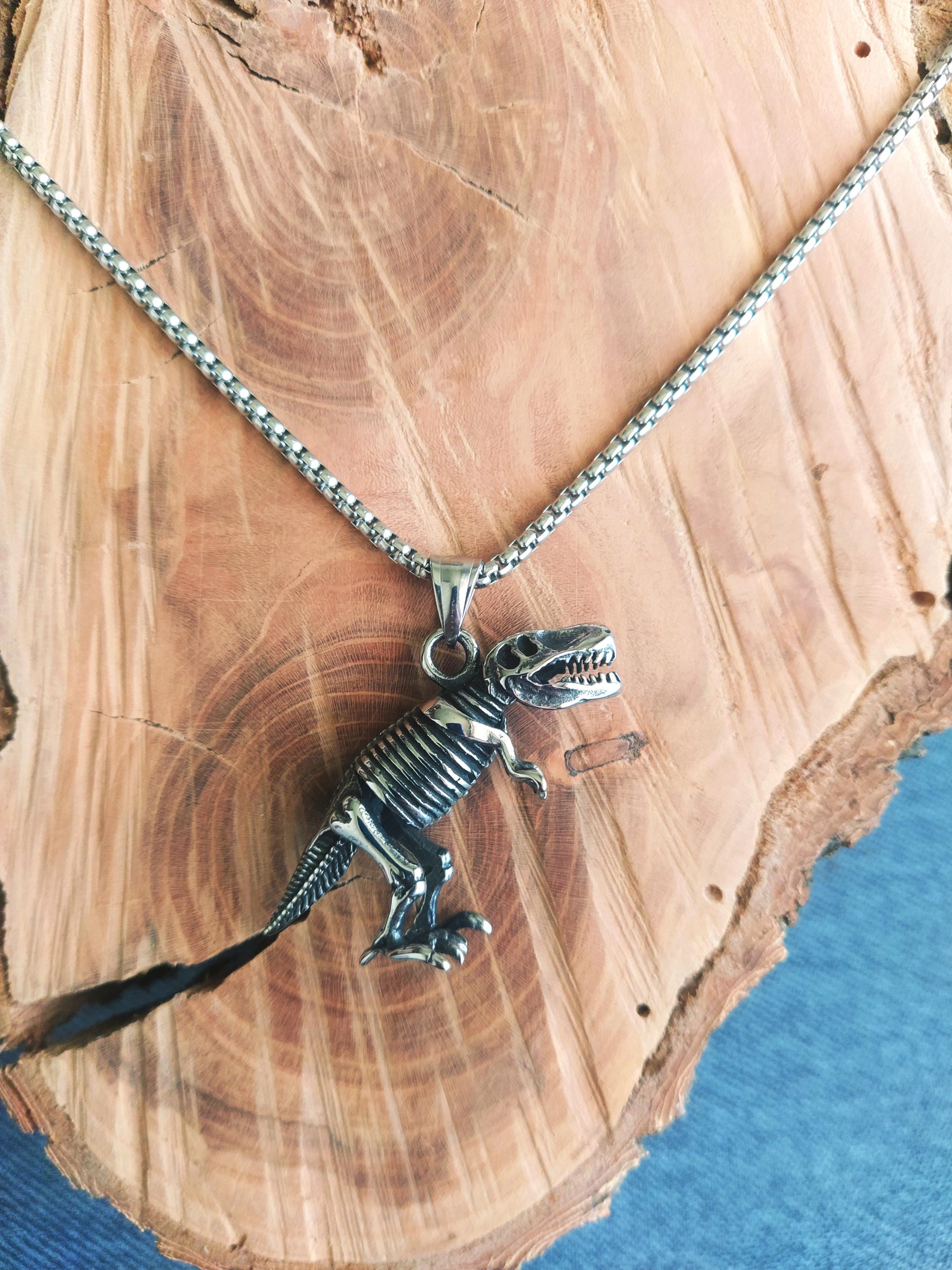 T Rex Necklace / Steel / Tyrannosaurus Rex Necklace / Dinosaur Necklace ...