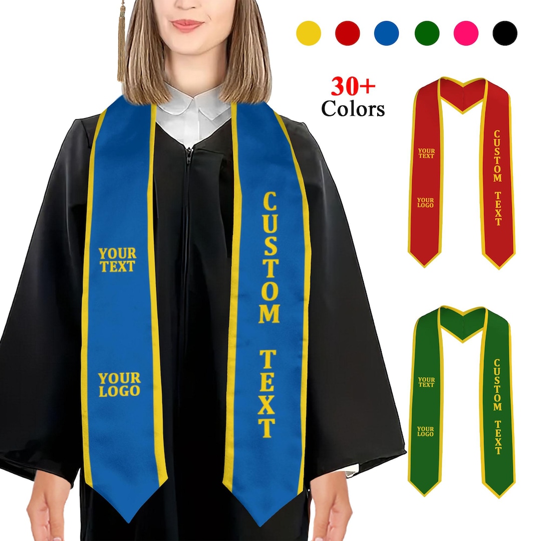 Custom Graduation Stoles With Logo Text, Personalized Logo Text Grad ...