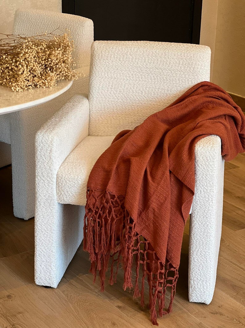 Vintage Handwoven Throw Blanket Crafted From Liama Wool in Terracotta ...