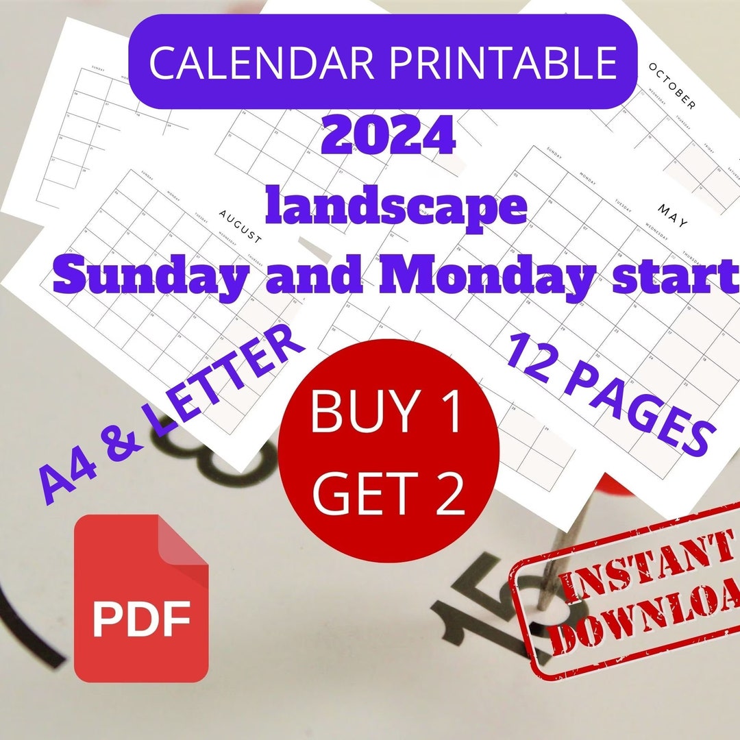 Printable 2024 Calendar Desk and Wall Calendar A4 Monday - Etsy