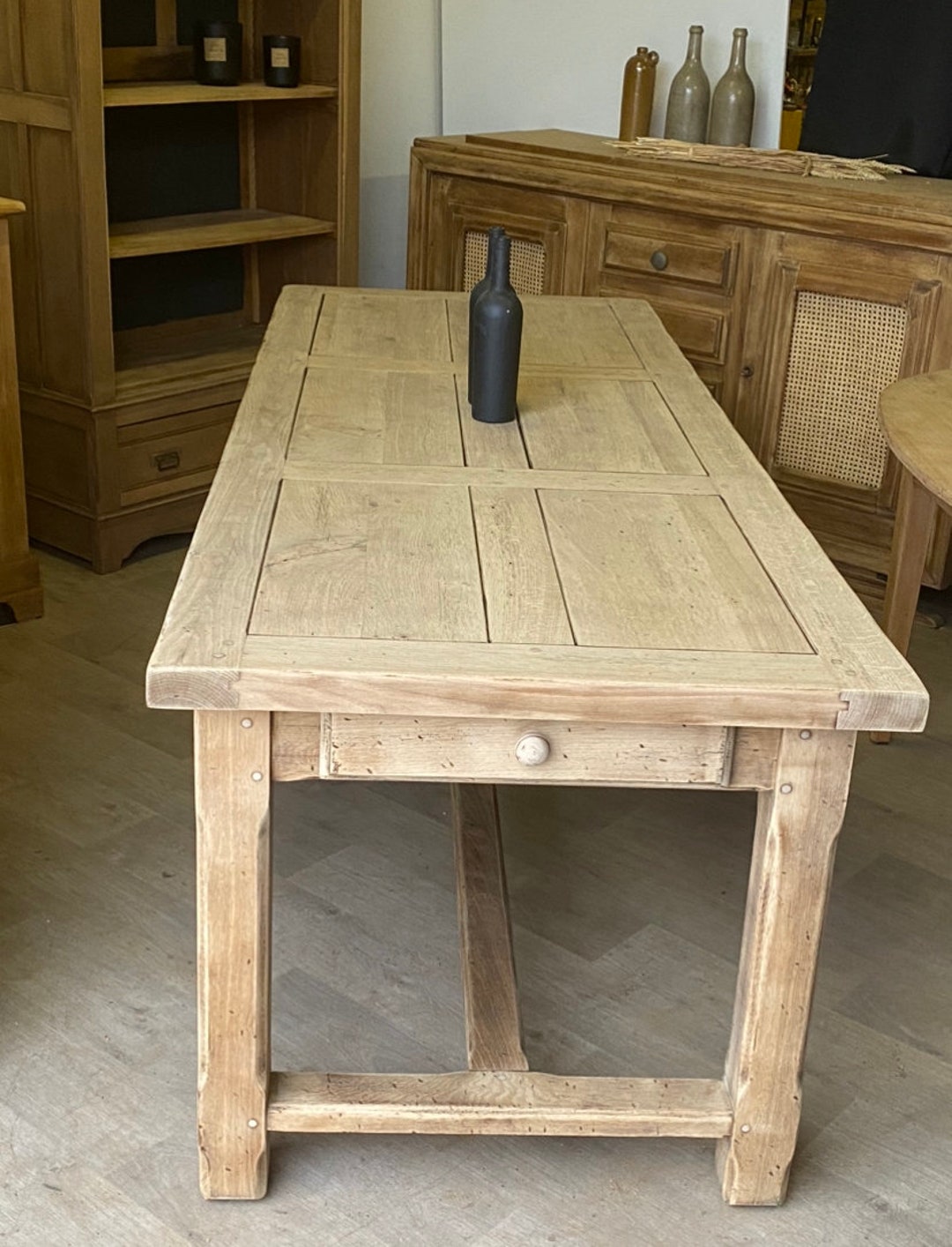 Large Old Farm Table in Solid Raw Oak 1 Drawer - Etsy