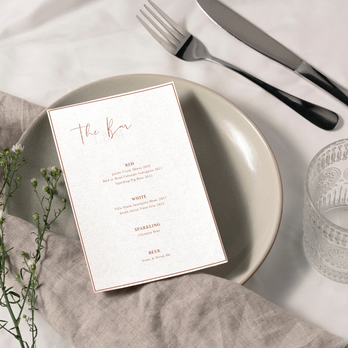 Terracotta Wedding Bar Sign Template: Minimalist Design (digital ...