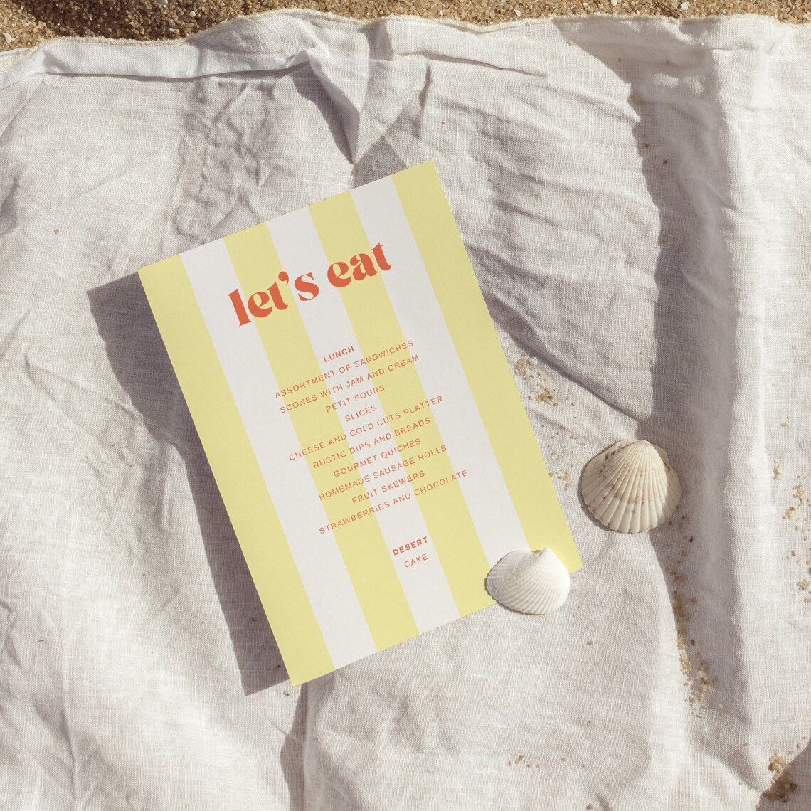Yellow Stripe Minimal Bridal Shower Menu, Colourful Stripy Table Menu ...