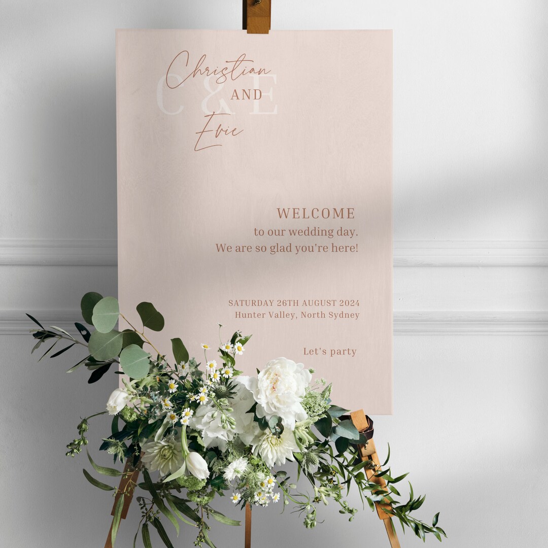 Pink Mocca Wedding Welcome Sign Earthy Editable Welcome - Etsy